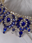 Baroque Vintage Gold Crystal Tiara, Wedding Gemstone Blue Crown ...