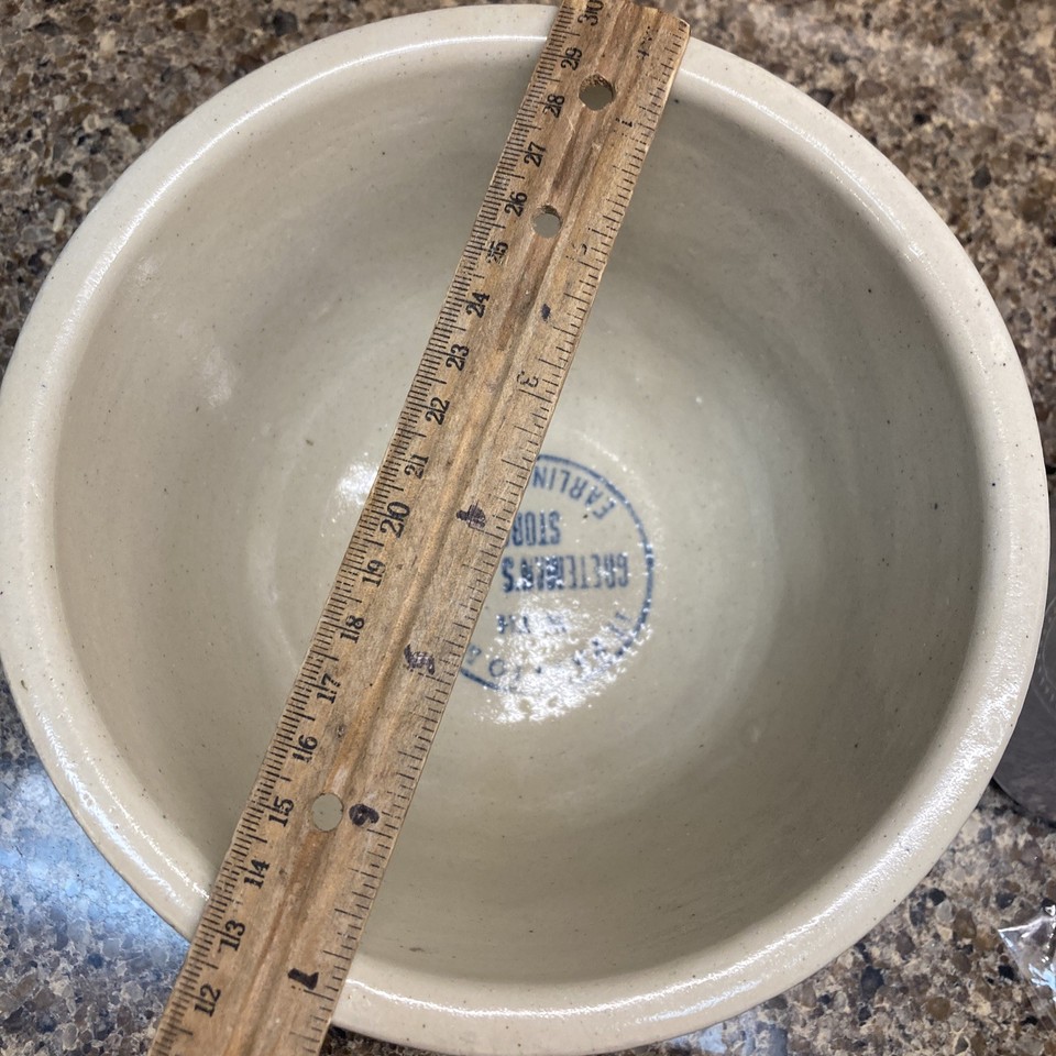 Red Wing Grey line Sponge band Stoneware Bowl Advertising Earling, IA ...
