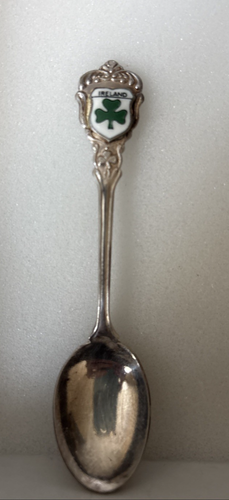 Vintage Ireland Shamrock Clover EPNS Silver Plated & Enamel 4" Souvenir ...