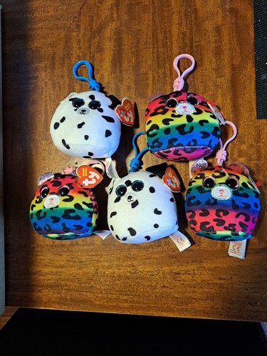 Ty Squishy Beanies Keychains Lot Of 5 New With Tags, 3- Dotty, 2- Fetch ...