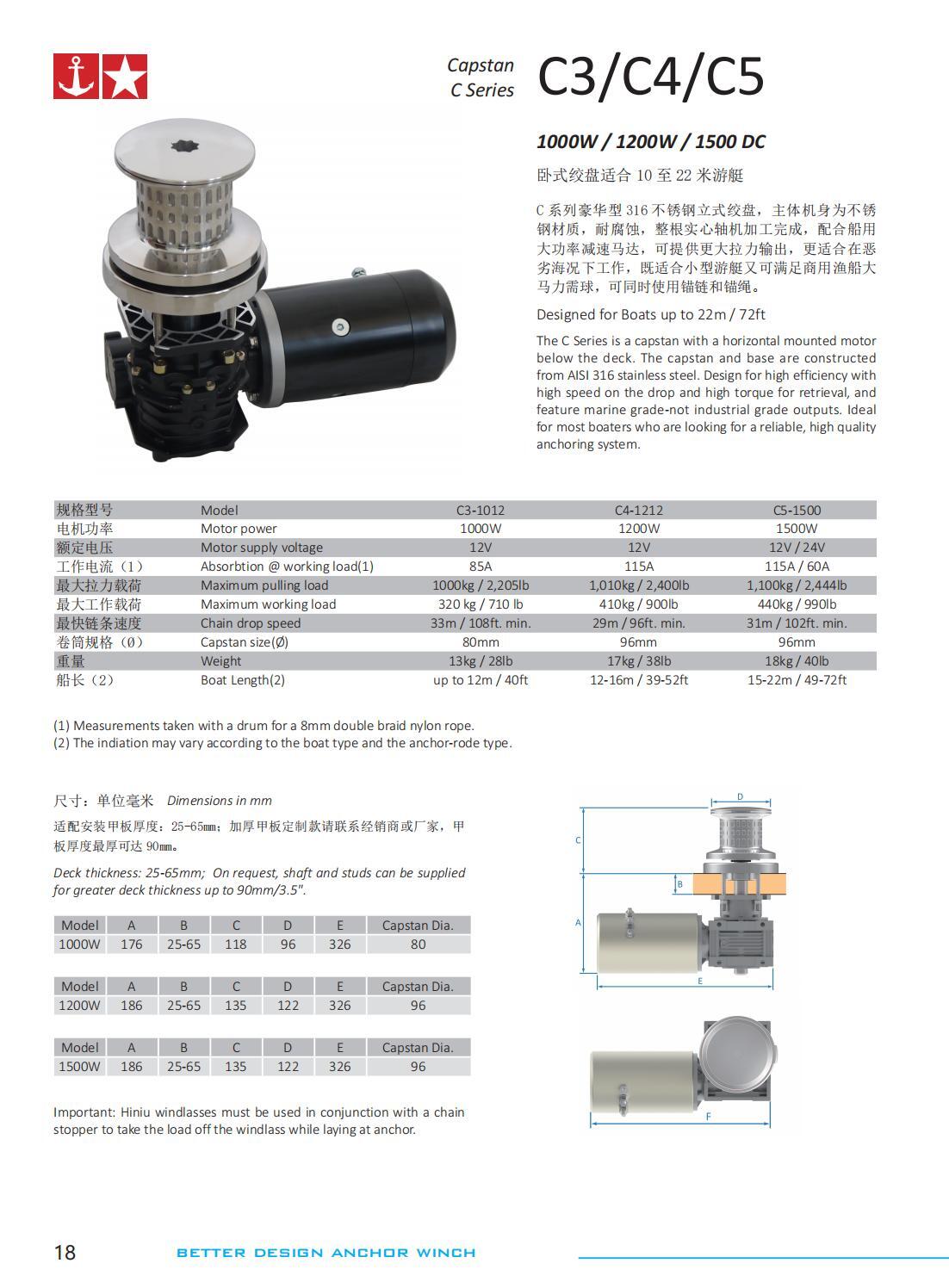 Marine Boat 316L SS Vertical Rope Capstan Anchor Winch Windlass 12V ...