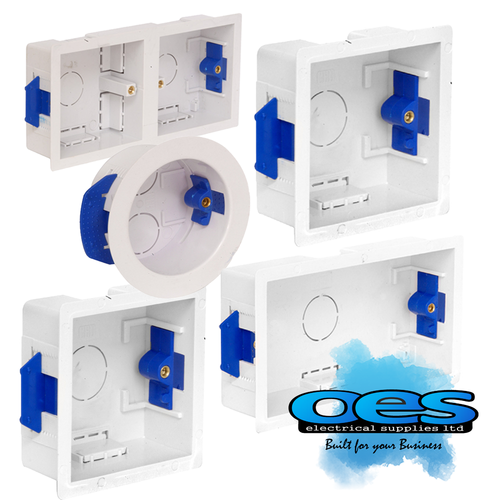 Dry Lining Plasterboard Pattress Back Boxes 1G 2G Dual 2G+1G Round ...