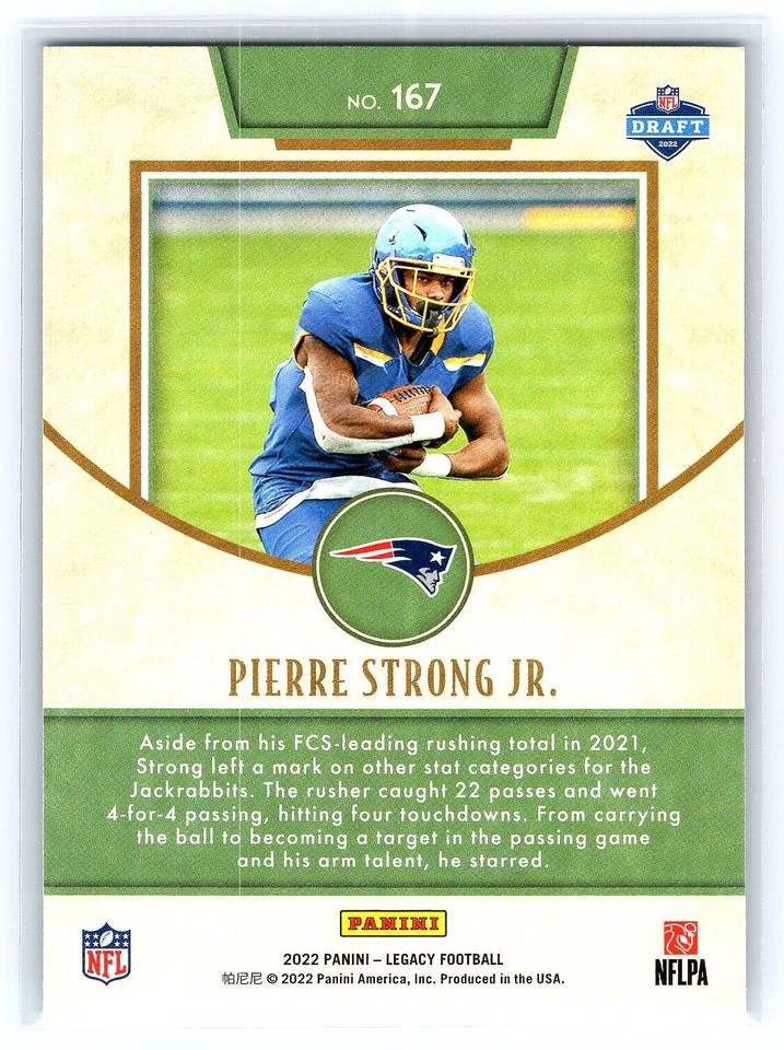 2022 Panini Legacy #167 Pierre Strong Jr. Football New England Patriots ...