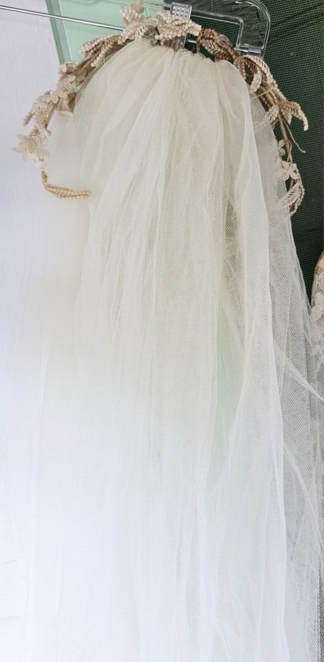 Vintage 1950s Corpse Ghost Bride Wedding Gown & Veil Halloween Costume ...