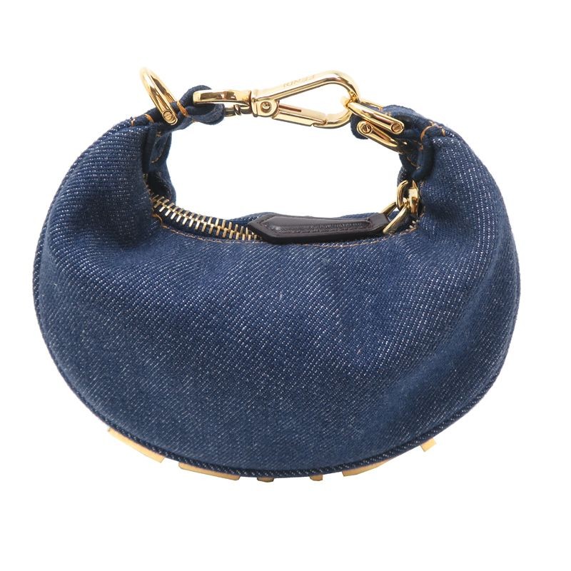 Fendi Blue Denim Nano Fendigraphy Hobo Bag in Blue Denim and Leather ...