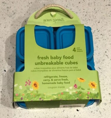 Green Sprouts Fresh Baby Food 4 Piece Unbreakable Cubes, Aqua, 2 Ounce ...