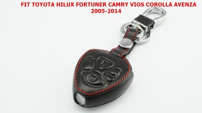 KEY REMOTE COVER BLACK LEATHER RED THREAD KEY CHAIN TOYOTA HILUX ...