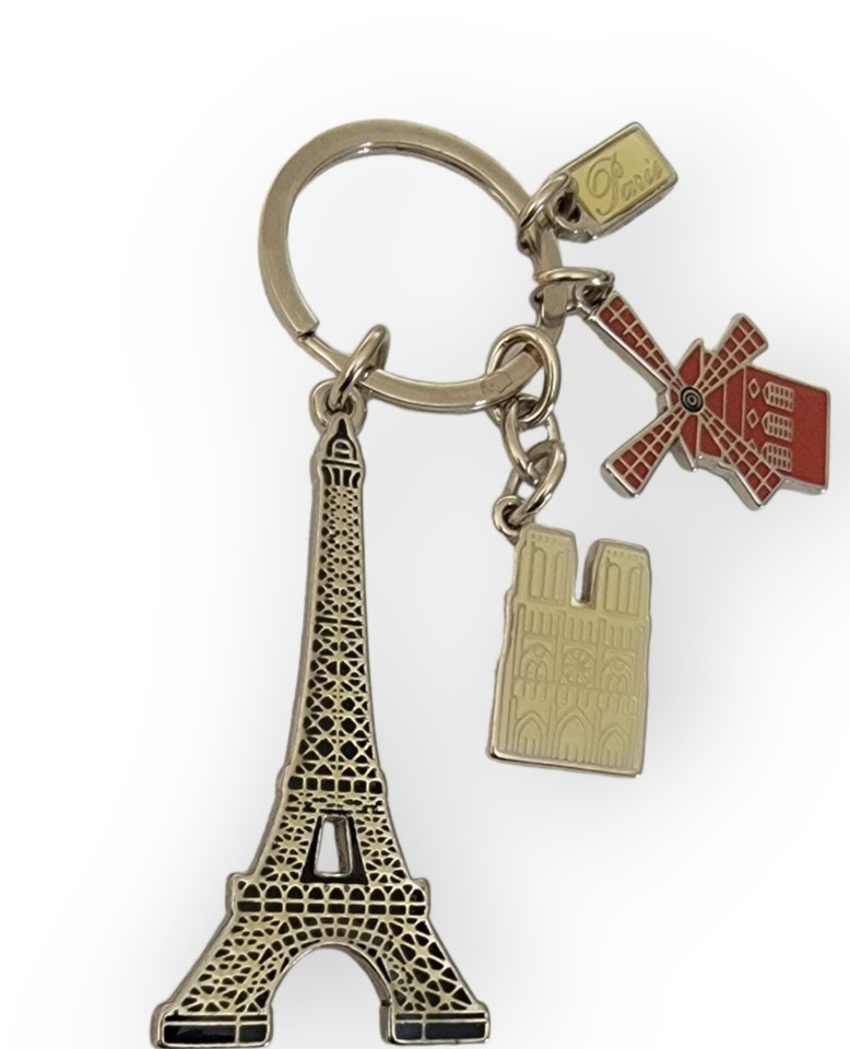 Paris France Keychain Lot-2, Silvertone Metal Enamel Charms Souvenir ...