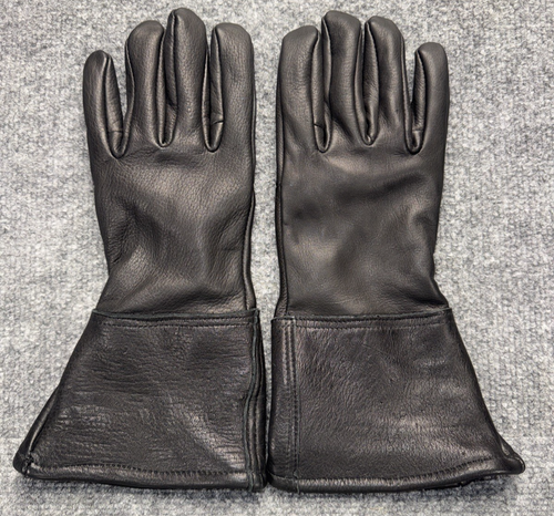 Leather Fencing Gauntlet Gloves Black Men's Size L Fleece lined Riding ...
