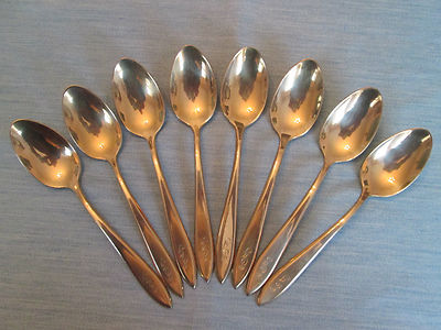 SET 8 TEA SPOONS! Vintage DIRILYTE gold hue: REGAL pattern: LOVELY! | eBay