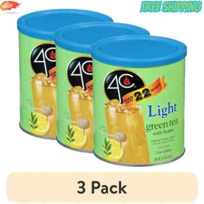 (3 pack) 4C Light Green Tea Antioxidant Iced Tea Mix 13.9 oz. Canister ...