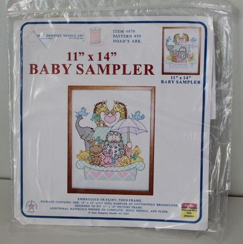 Jack Dempsey Needle Art Noah's Art Baby Sampler 11" x 14" Embroider ...