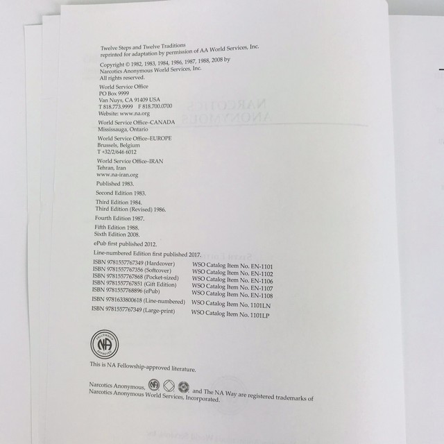Narcotics Anonymous Basic Text 6th Edition Softcover Line Numbered ...