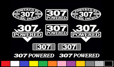 10 DECAL SET 307 CI V8 POWERED ENGINE STICKERS EMBLEMS SBC VINYL BADGE ...