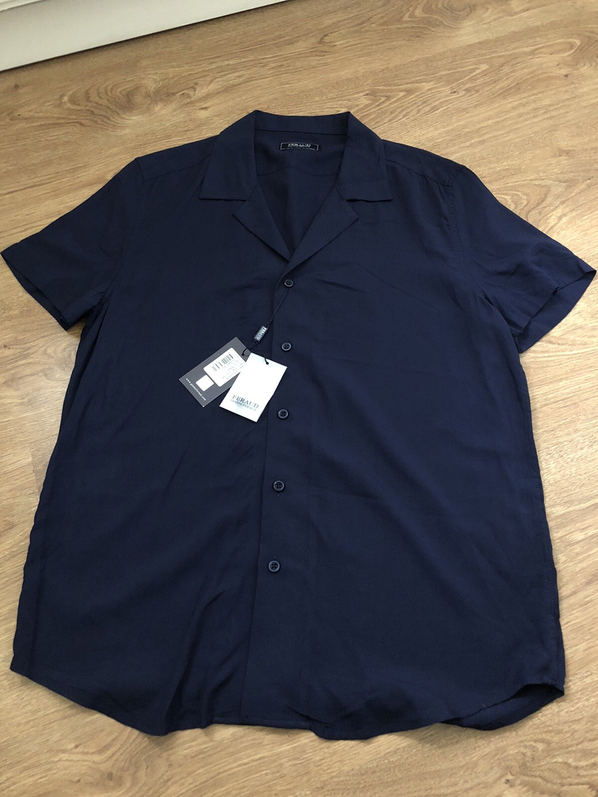 GIANNI FERAUD Men's Navy Blue Short Sleeve Summer Shirt RRP £65 BNWT ...