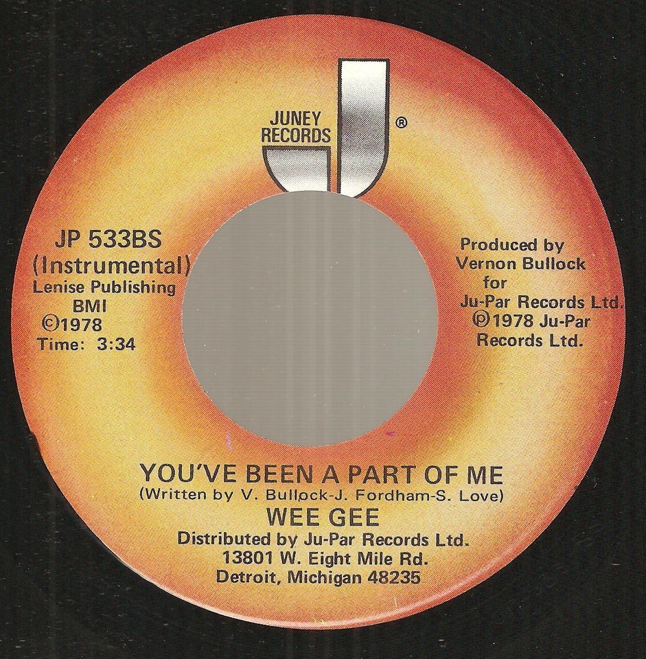 WEE GEE "You've Been A Part Of Me" 1978 Detroit sweet soul 45 on Juney ...