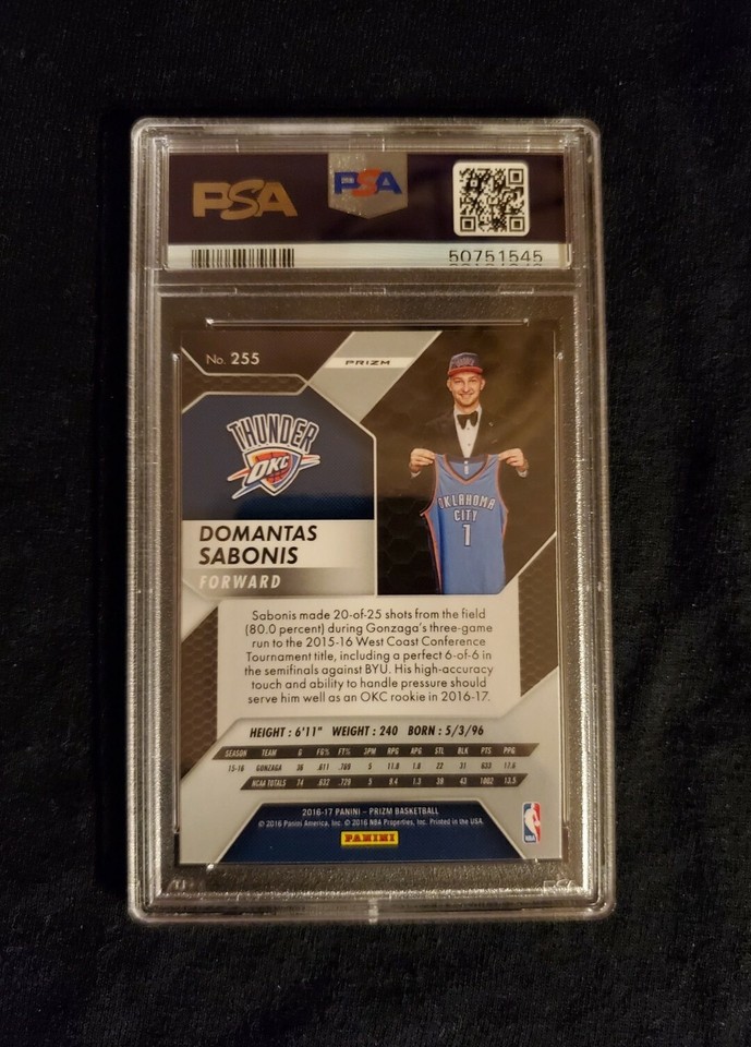 2016-17 Prizm Ruby Wave DOMANTAS SABONIS PSA 10 ROOKIE #255 Refractor ...