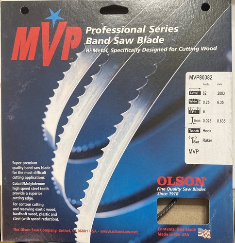 olson band saw blades MVP Professional Series 82” Long .025wide 6 TPI ...