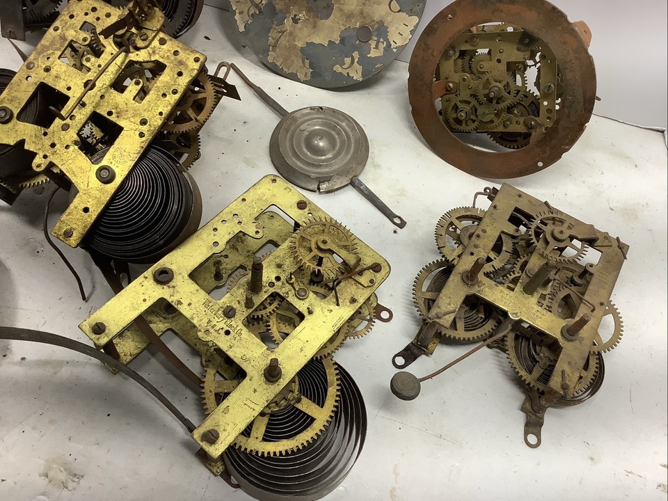 Antique Brass Clock Movements -For Parts- Ingraham, Seth Thomas, New ...