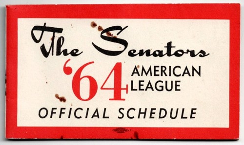 1964 WASHINGTON SENATORS Pocket Schedule Booklet PEOPLES DRUG Sport ...