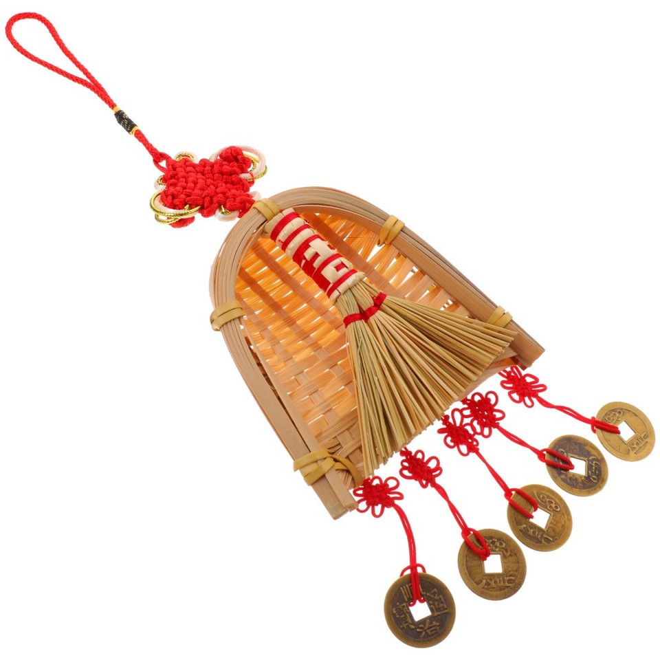 Chinese Broom and Dustpan Coin Knot Hanging Ornament Chinese Style ...