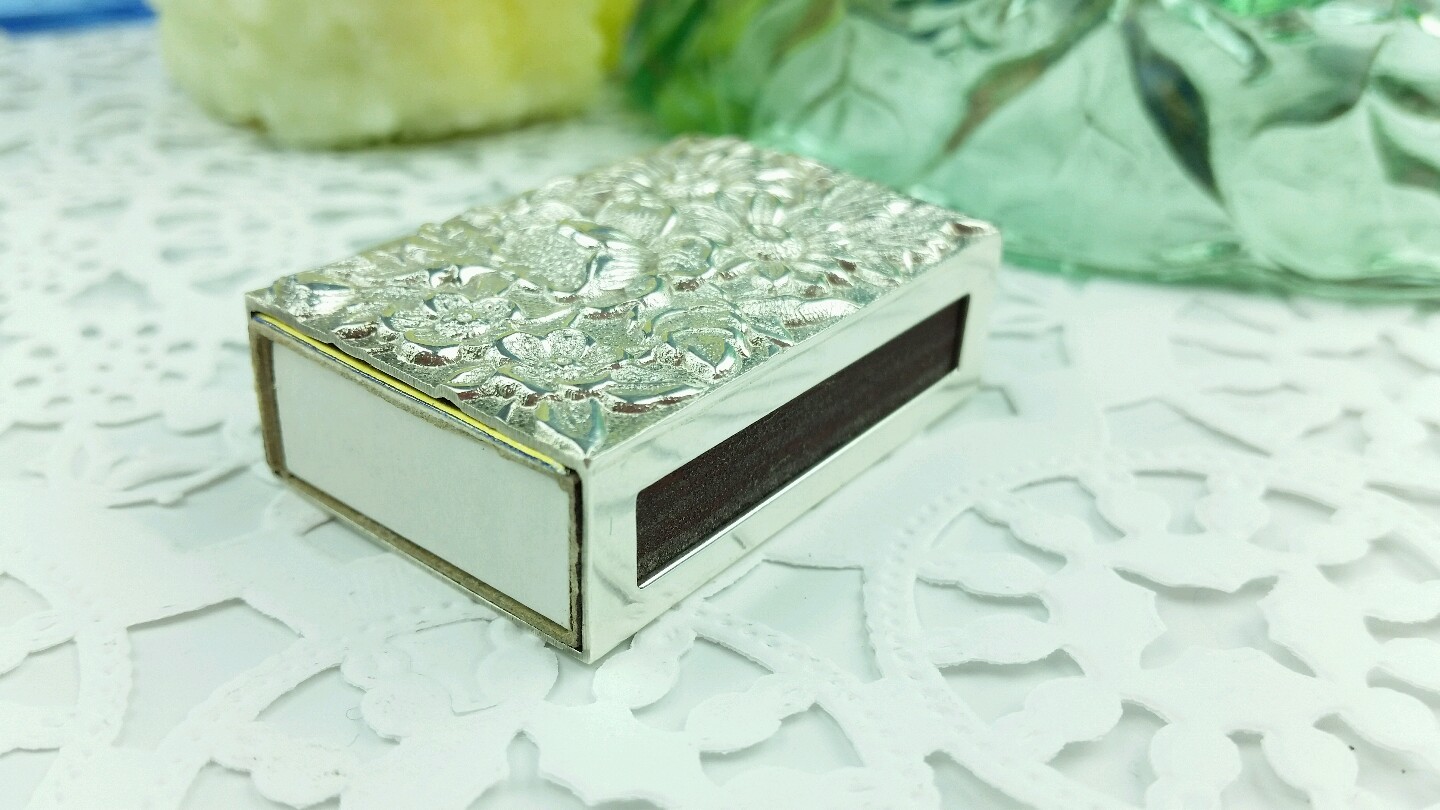 Kirk Repousse Flowers Sterling Silver Match Box Cover Great w/ Candle ...