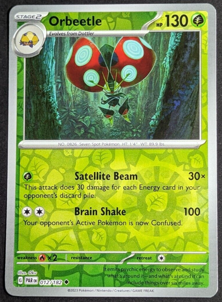 Orbeetle Reverse Holo NM 012/182 Paradox Rift Pokemon Card | eBay