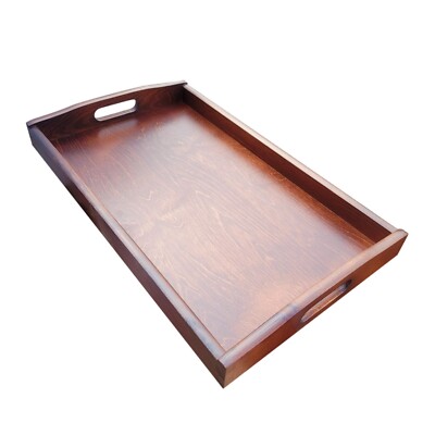 Large Wooden Serving Tray 50 cm Long, Painted in Dark Brown Colour ...