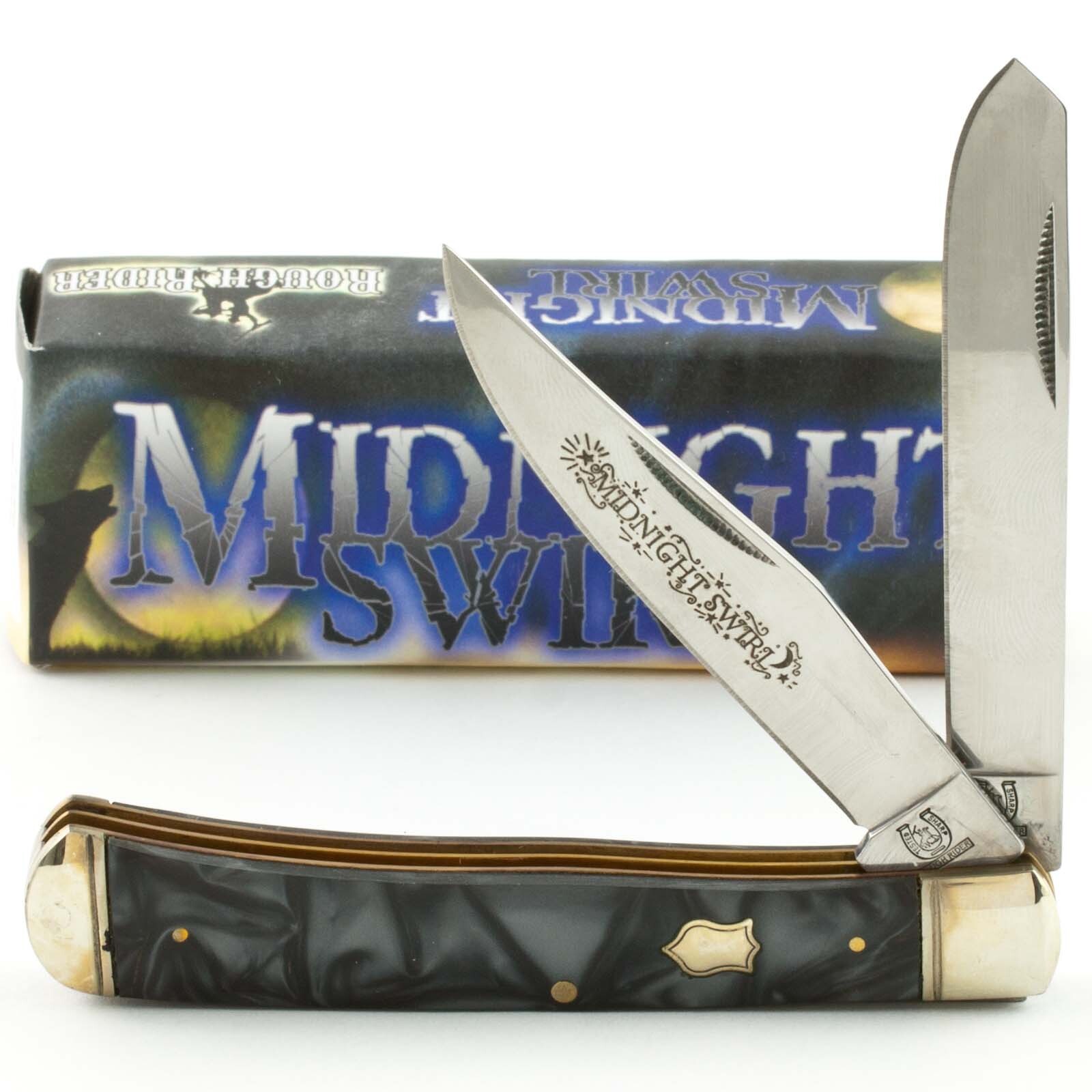 Rough Rider Midnight Swirl Handles Trapper Pocket Knife #966 2 Folding ...