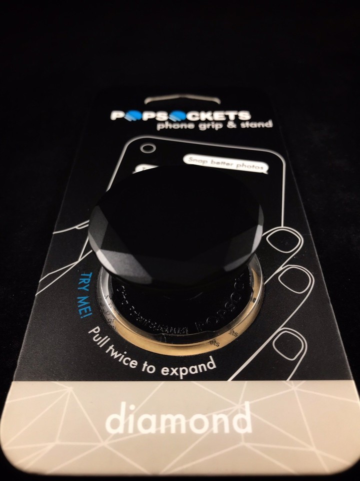 PopSockets Premium Black Diamond Metal Phone Holder Grip Popsocket Pop ...