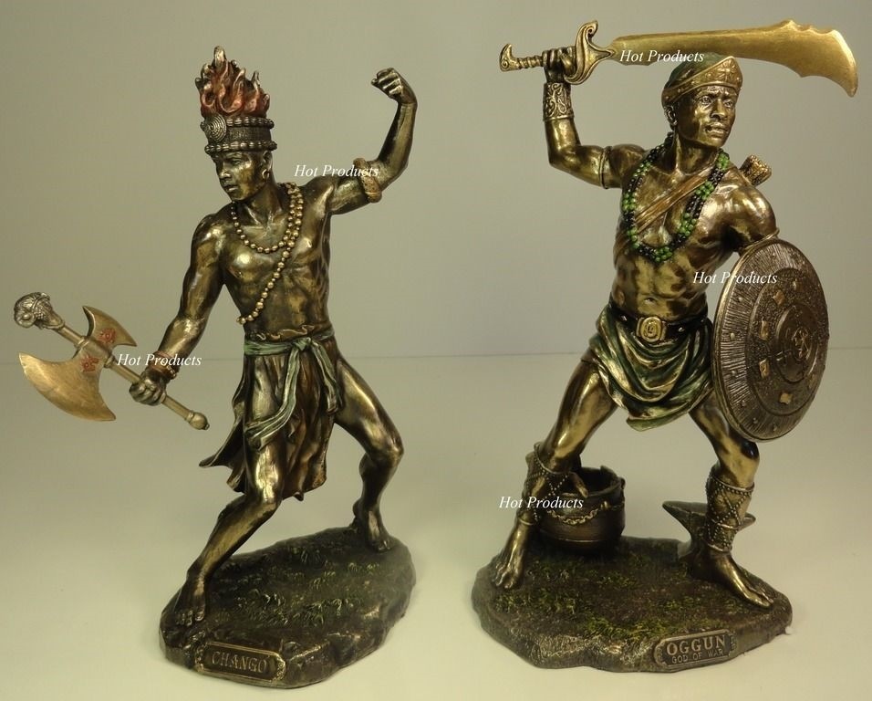 SET of2 ORISHA OGGUN & CHANGO Yoruba African God War Fire Statue Ogun | eBay