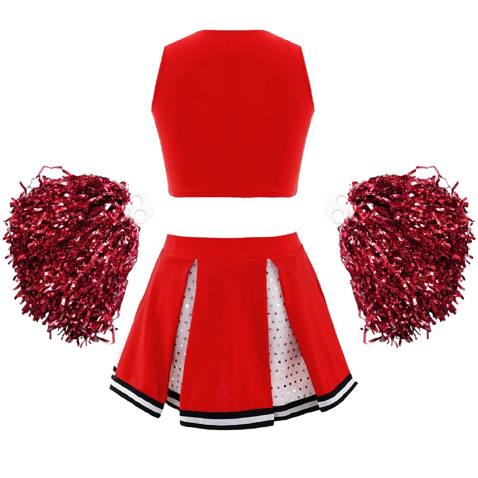 Girls Cheer Leader Costume Cheerleading Uniform Set Tank Top with Skirt ...