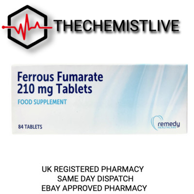 Ferrous Fumarate 210mg, Iron Tablets, Deficiency, Anaemia x 84 Tabs UK ...