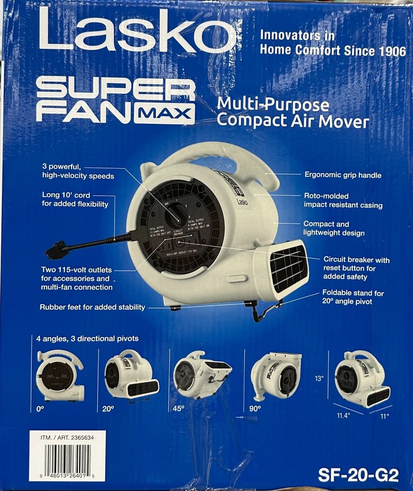 Lasko Super Fan Max Multi-Purpose Compact Air Mover-Elite Collection | eBay