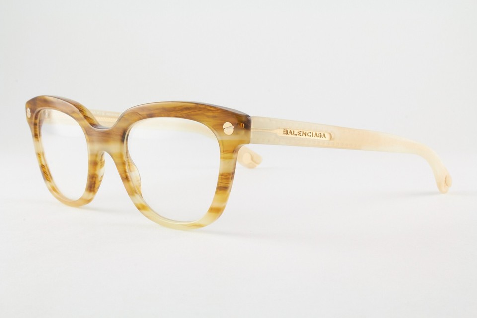 Authentic Balenciaga BAL 0087 UI4 47mm Horn Beige Cat Eye Frames Italy ...