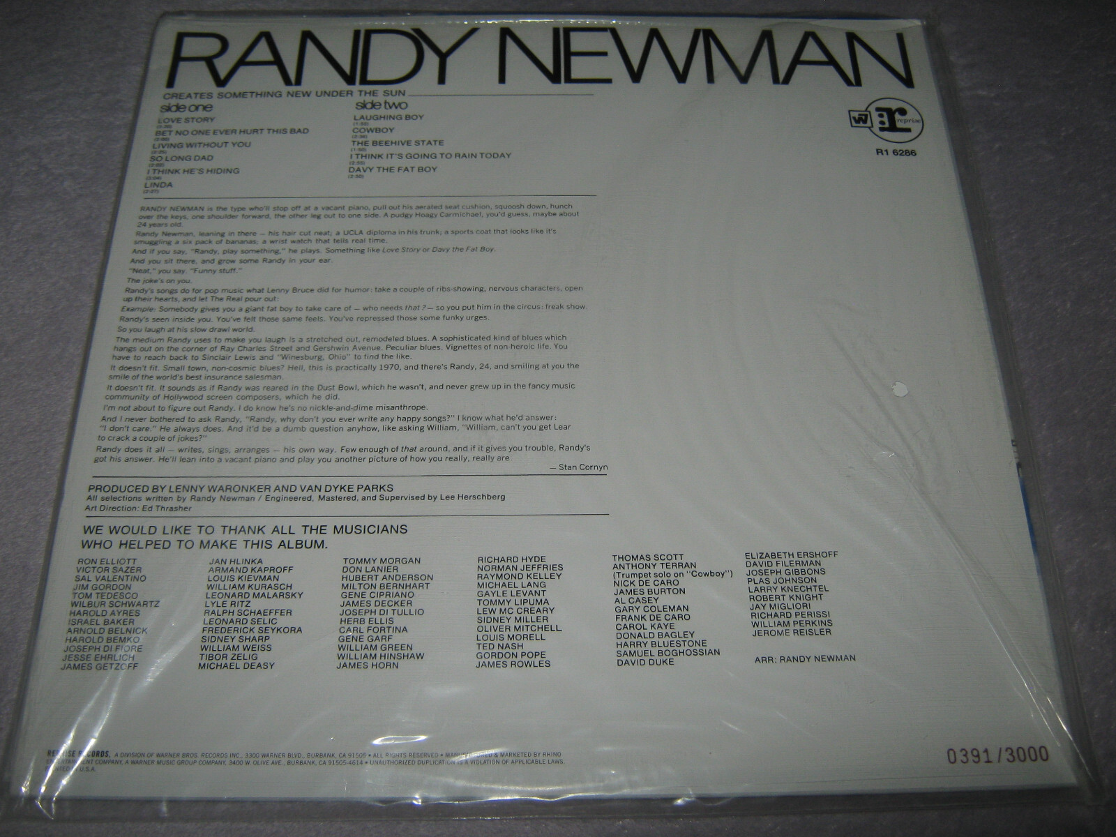 RANDY NEWMAN s/t Self Titled SEALED RSD #ed 180g New MONO Vinyl LP 2014 ...