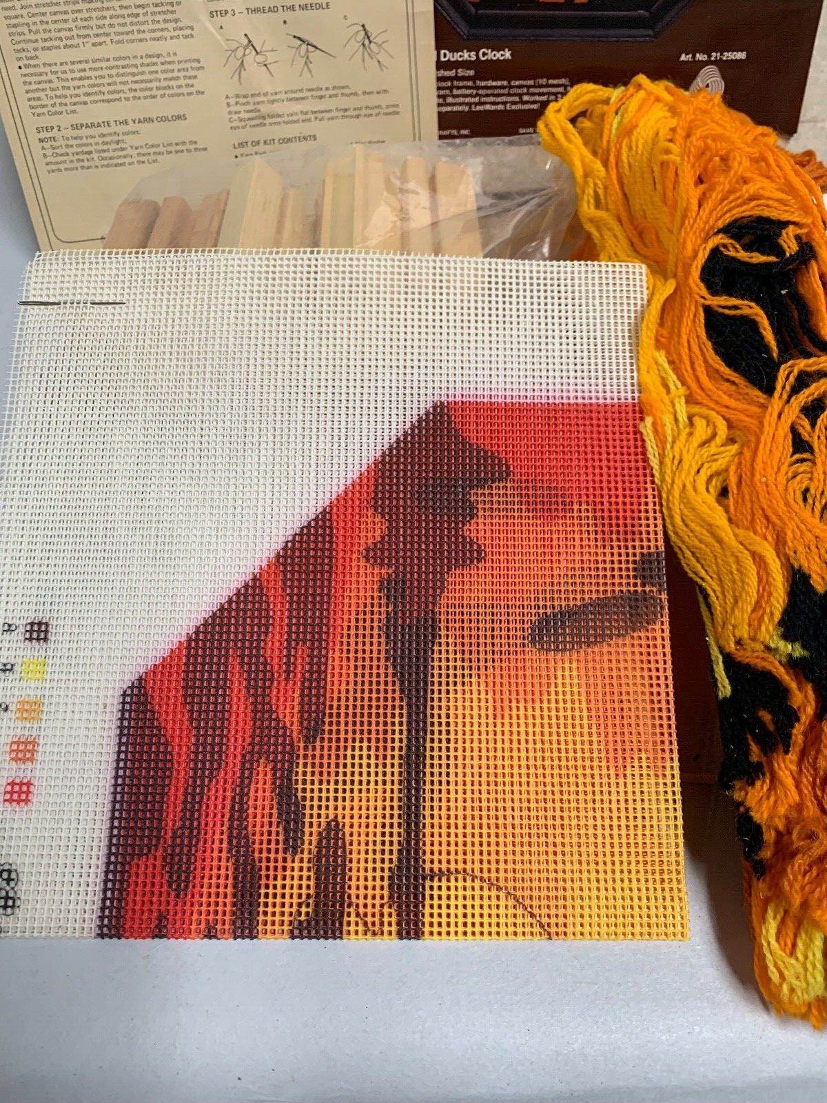 UNUSED Vintage Lee Wards Cattails & Ducks Nature Needlepoint Clock Kit ...