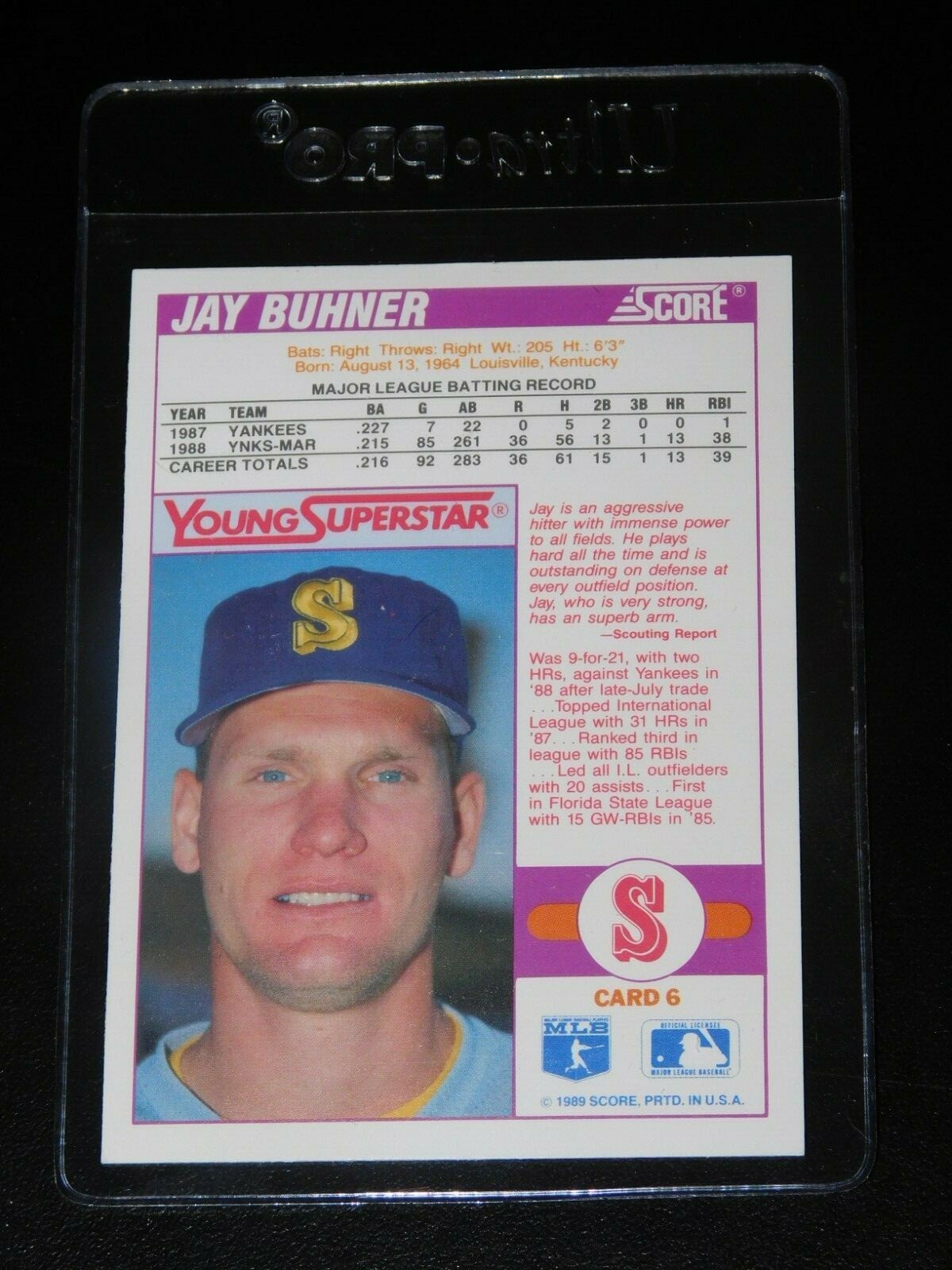 1989 SCORE YOUNG SUPERSTAR JAY BUHNER CARD #6 (Near-Mint - Mint) | eBay