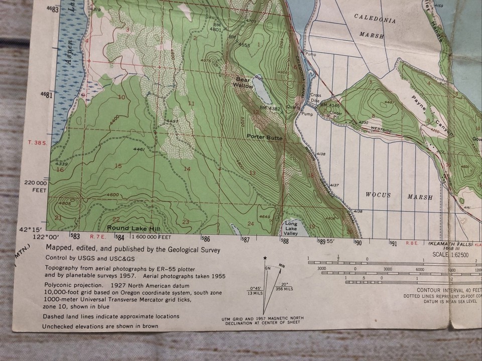 1957 Modoc Point Oregon Topographic Map 13.75 X 19.25” Reprint? 15 Min ...