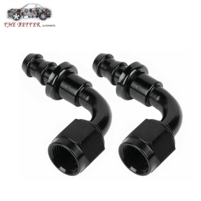 2pcs 4AN 6AN 8AN 10AN 12AN 90 Degree Push Lock Fuel Hose End Fitting ...