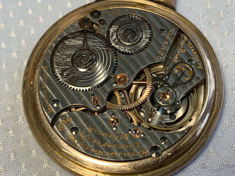 Vtg 1926 Hamilton Pocket Watch 992 Railroad Lever Set 21J 10K GF ...