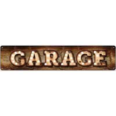 Garage Bulb Lettering 3"x12" metal street sign plaque Home Door Garage ...