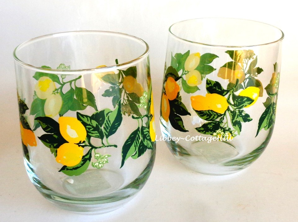 Royal Norfolk Libbey Lemon Stemless Beverage Glasses 16.8 Oz. Think ...
