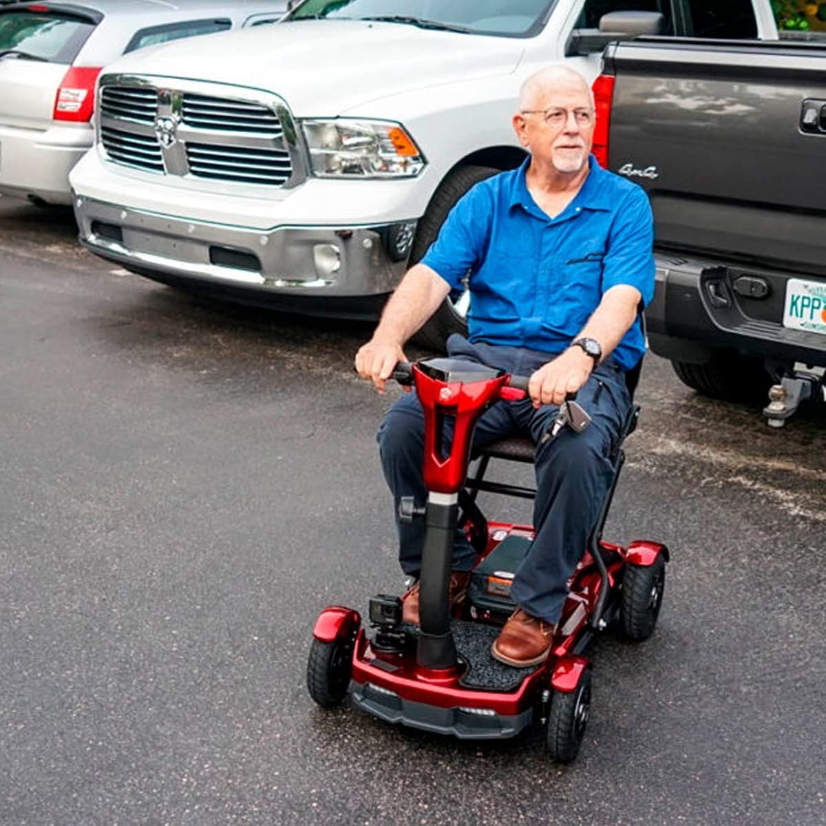 EV Rider TeQno Auto Folding Portable 4-Wheel Mobility Scooter with ...