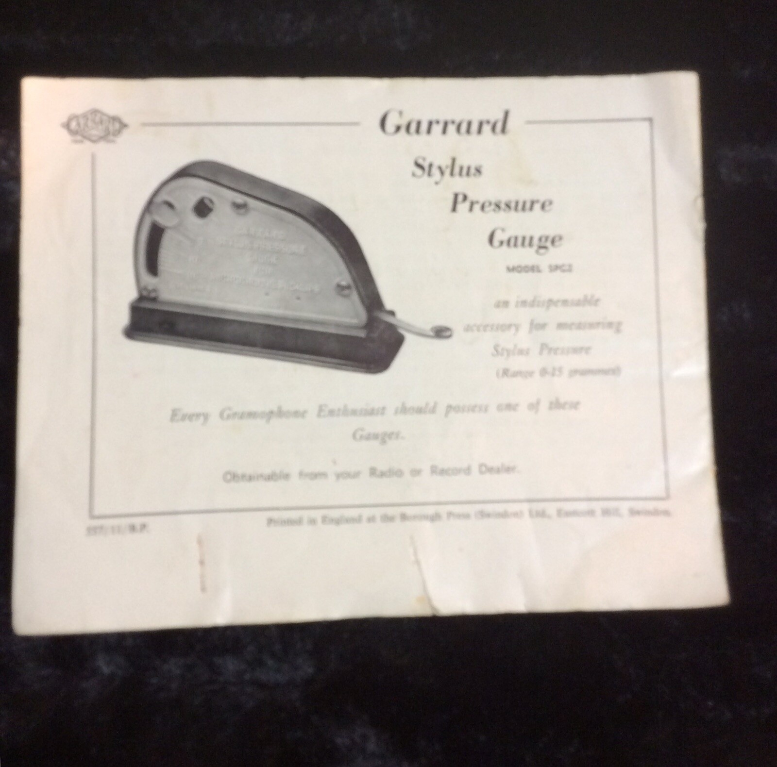 Garrard Rc 120 Mk II & RC 121 Record Changers OPERATING INSTRUCTIONS ...
