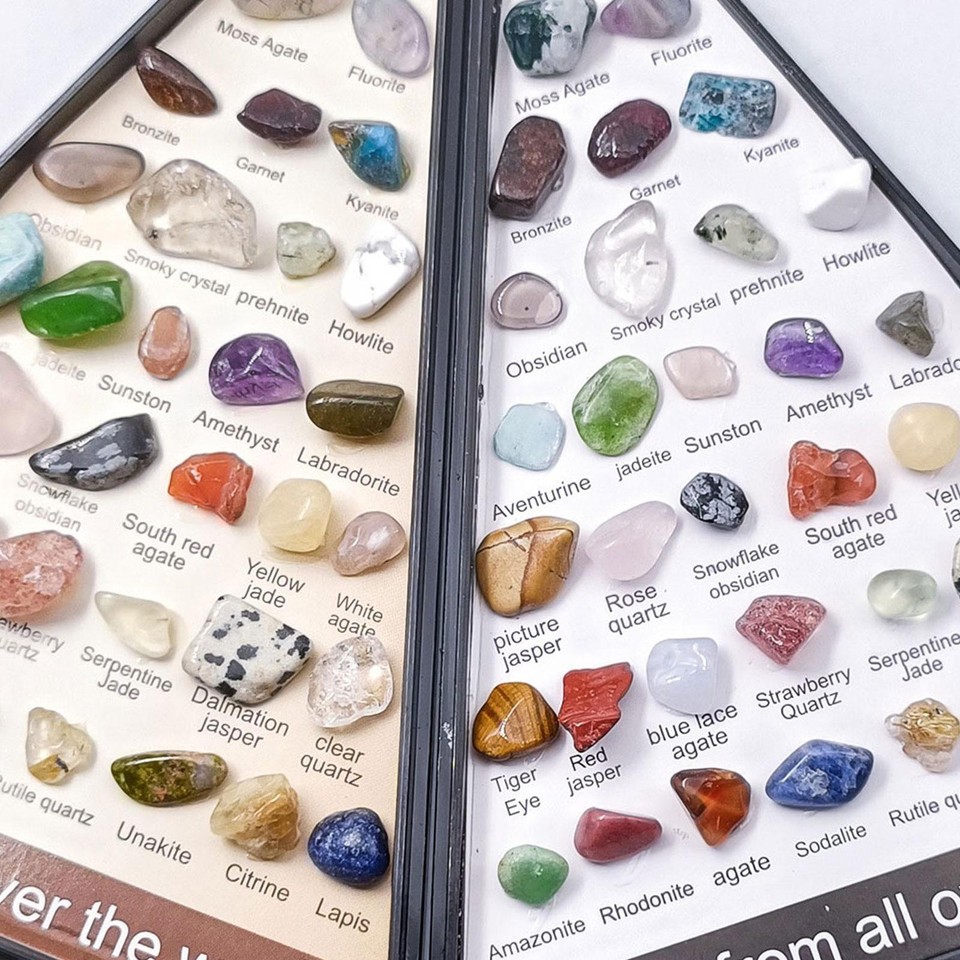 36PCS Gemstone Crystal Rock Identification Stones Collector Guide Rock ...