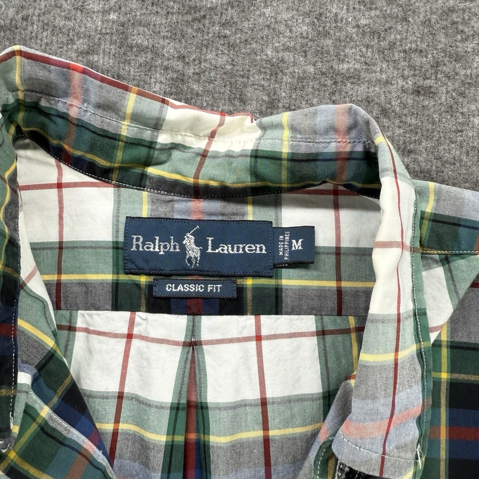 RALPH LAUREN Mens Button Down Shirt Medium Multicolor Plaid Classic Fit ...