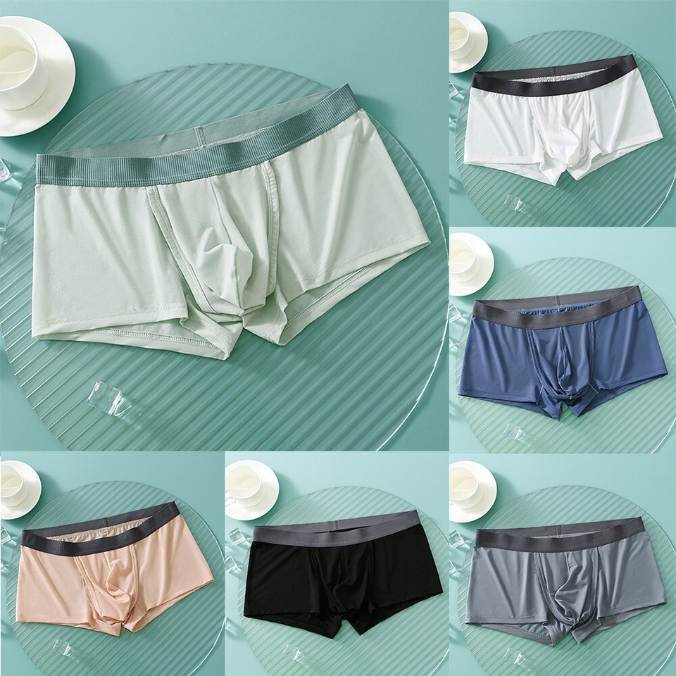 Men Ice Silk Breathable Comfy Boxers Underwear Bulge For Boxer Briefs Shorts | eBay