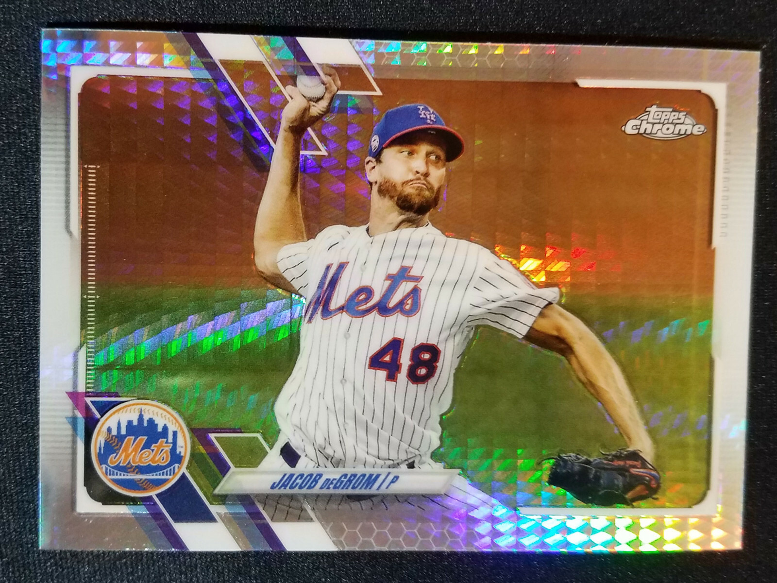 2021 Topps Chrome #12 Jacob deGrom Prism Refractor New York Mets MINT ...
