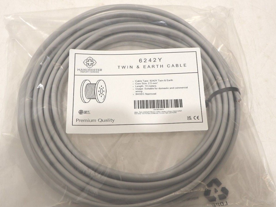 TWIN AND EARTH CABLE 1.5mm 2.5mm 6mm 10mm LIGHTING/SOCKET/COOKER WIRE ...